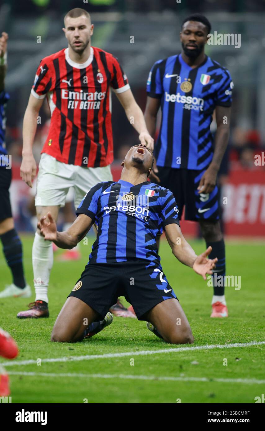 San Siro, Milan, Italy. 02nd Feb, 2025. Denzel Dumfries of Inter FC ...