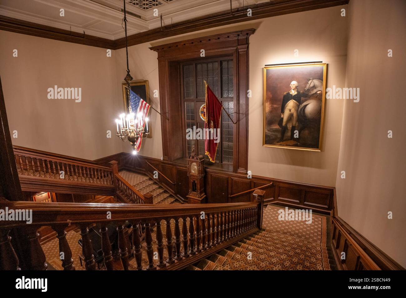 George Washington with horse painting at the main staircase at the ...