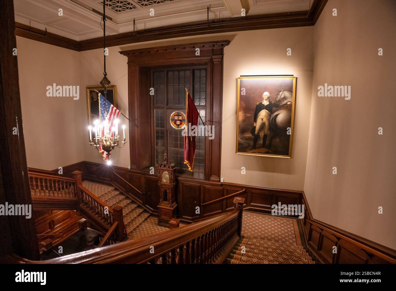 George Washington with horse painting at the main staircase at the ...