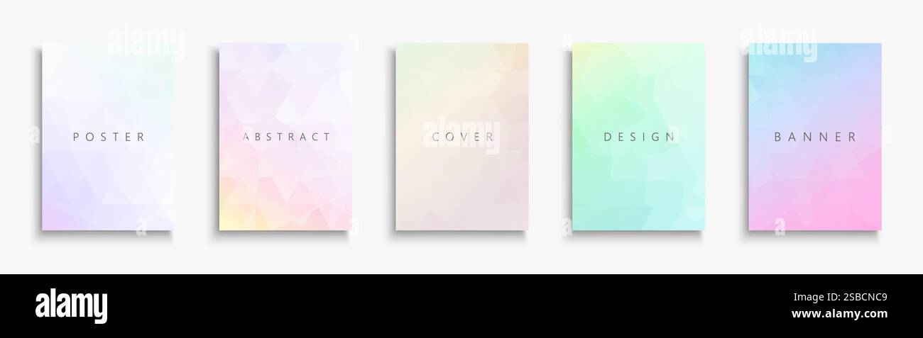 Collection of soft colorful abstract polygonal templates, posters ...