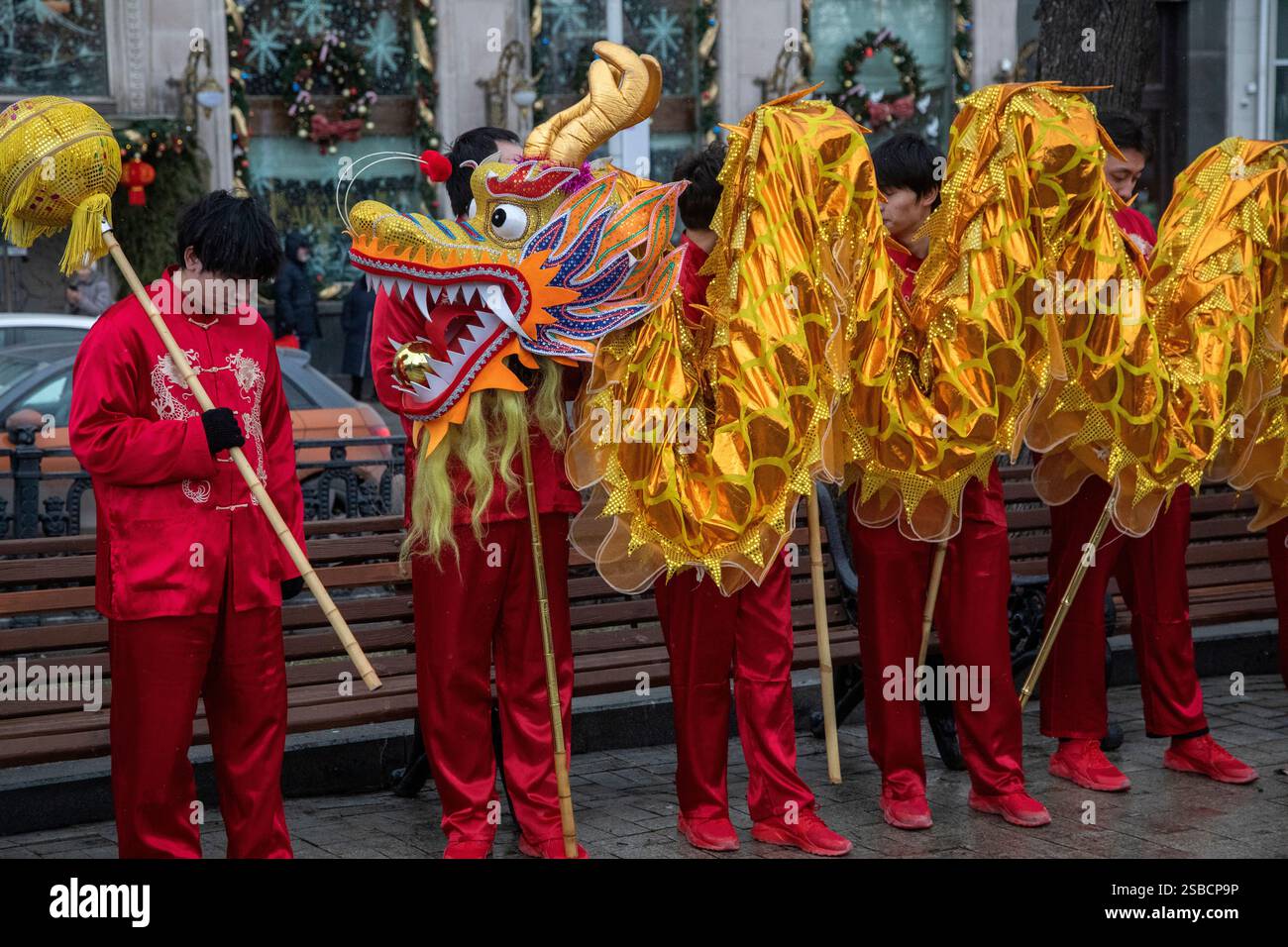Moscow, Russia. 2nd of February, 2025. Dragon dancers perform during ...
