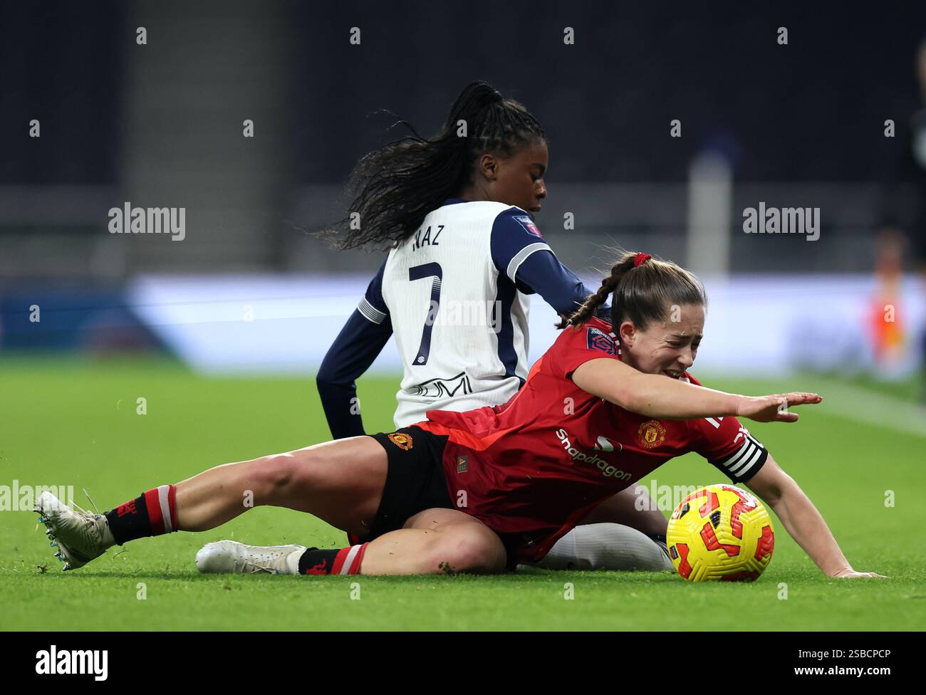 Manchester United's Maya Le Tissier tackled by Tottenham Hotspur's ...