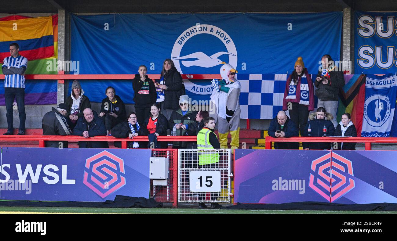 Crawley , UK 2nd February 2025 - Brighton fans during the Women's Super ...