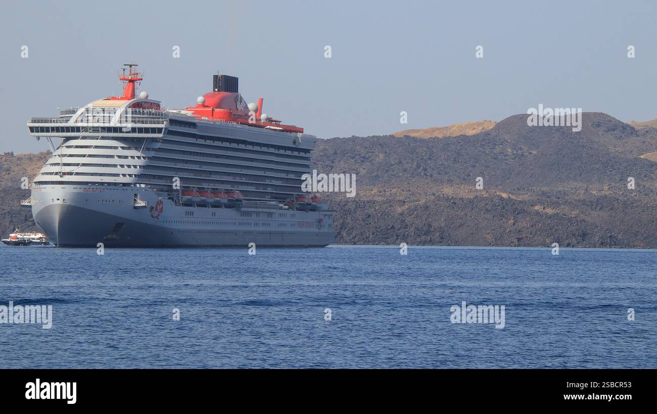 Santorini island,caldera,volcano view from Fira capital,Aegean sea ...
