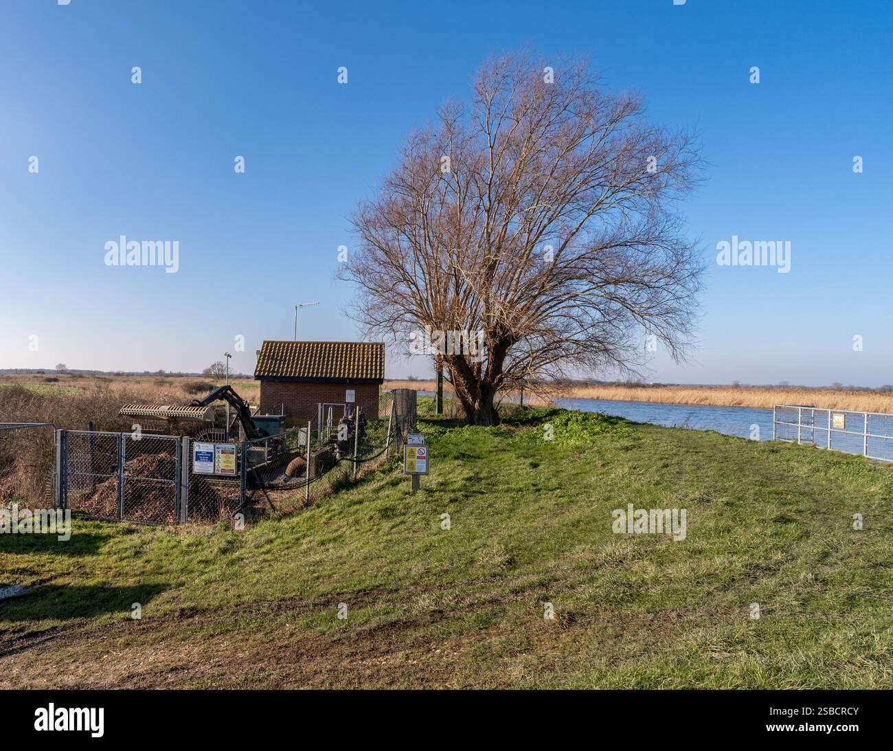Pump house on the river bank of the Bure River in the heart of the ...