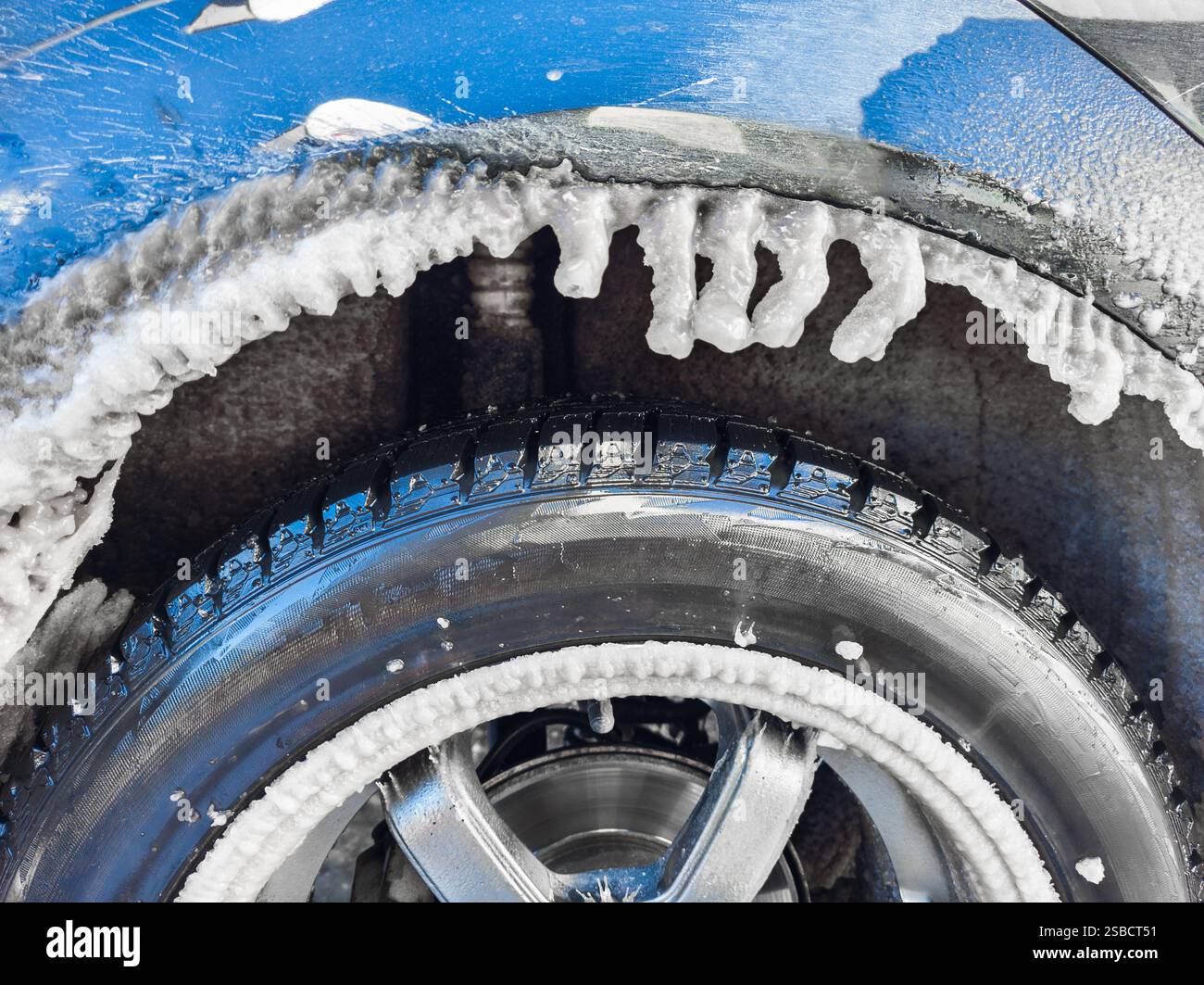 Icicles Are Forming under a Car wheel arch Harsh Winter Conditions and ...