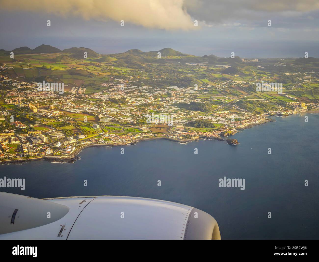 Azores islands. Aerial view of a tropical island in the middle of ...