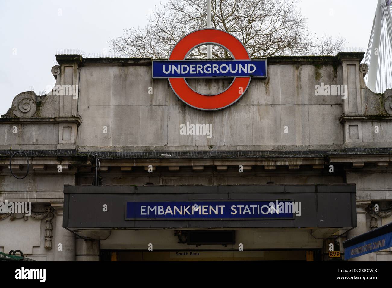 London, UK. January 29th 2025. Embankment is a London Underground ...