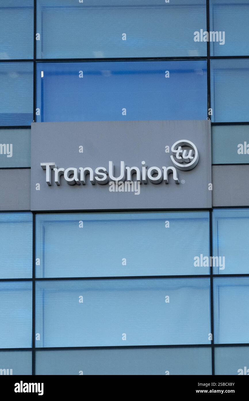 TransUnion logo, Trans Union UK Head Office, Leeds, England, UK - an ...