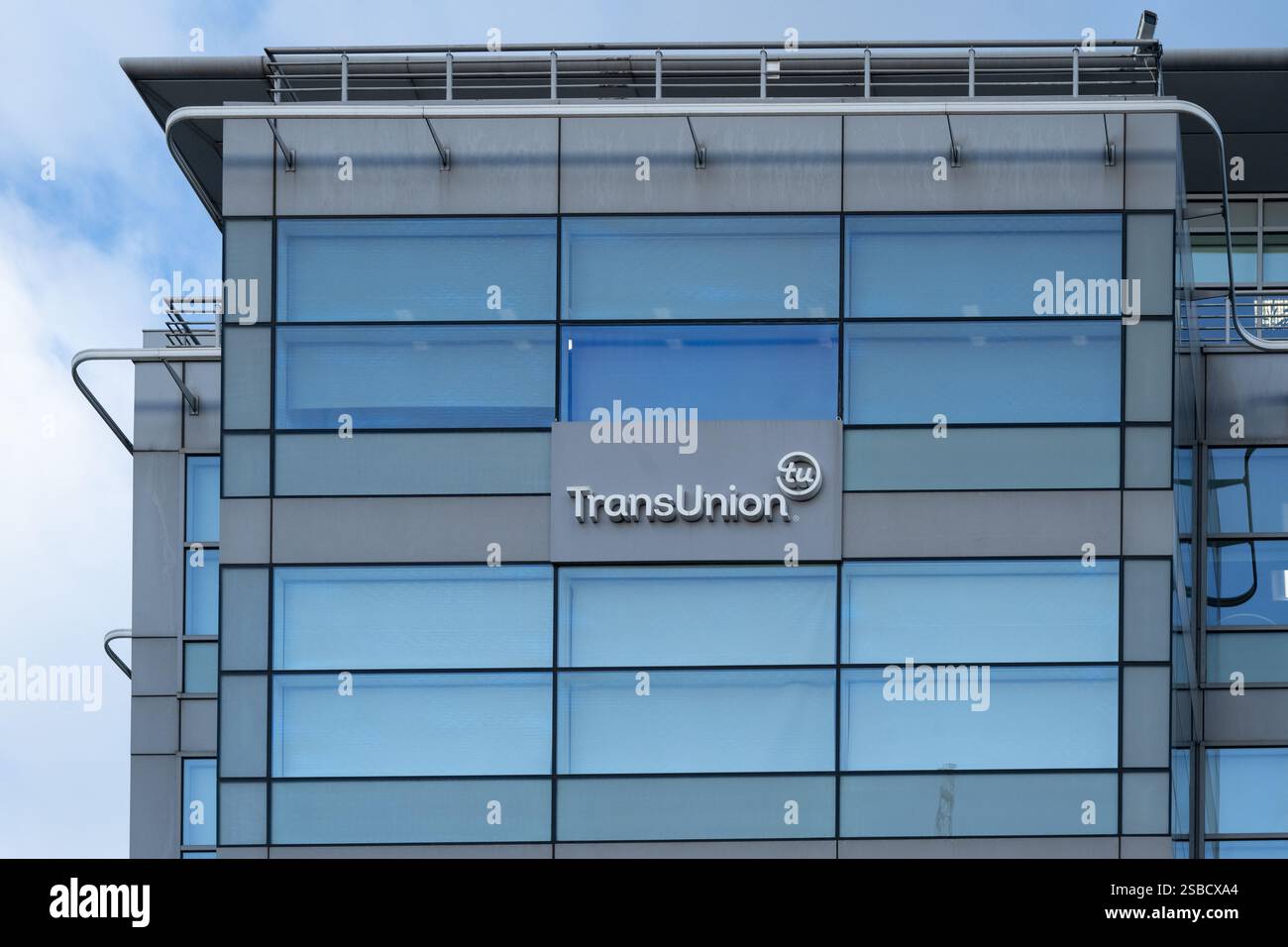 TransUnion logo, Trans Union UK Head Office, Leeds, England, UK - an ...
