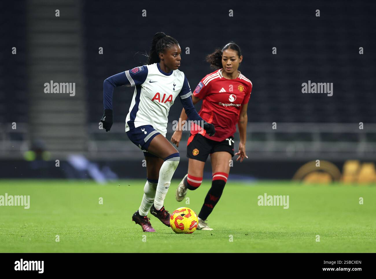 Tottenham Hotspur's Jessica Naz and Manchester United's Jayde Riviere ...
