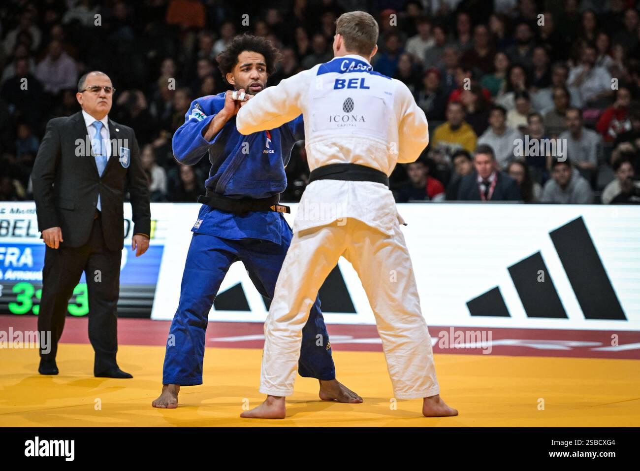 France’s Arnaud Aregba completes against Belgium’s Matthias Casse ...