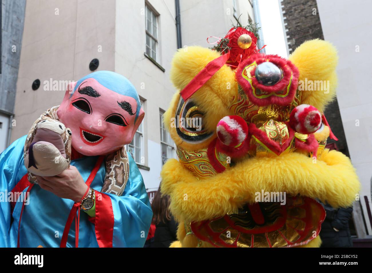 Dublin, Ireland - 02nd February 2025 - traditional Chinese Lion Dance costumes during the Year ...