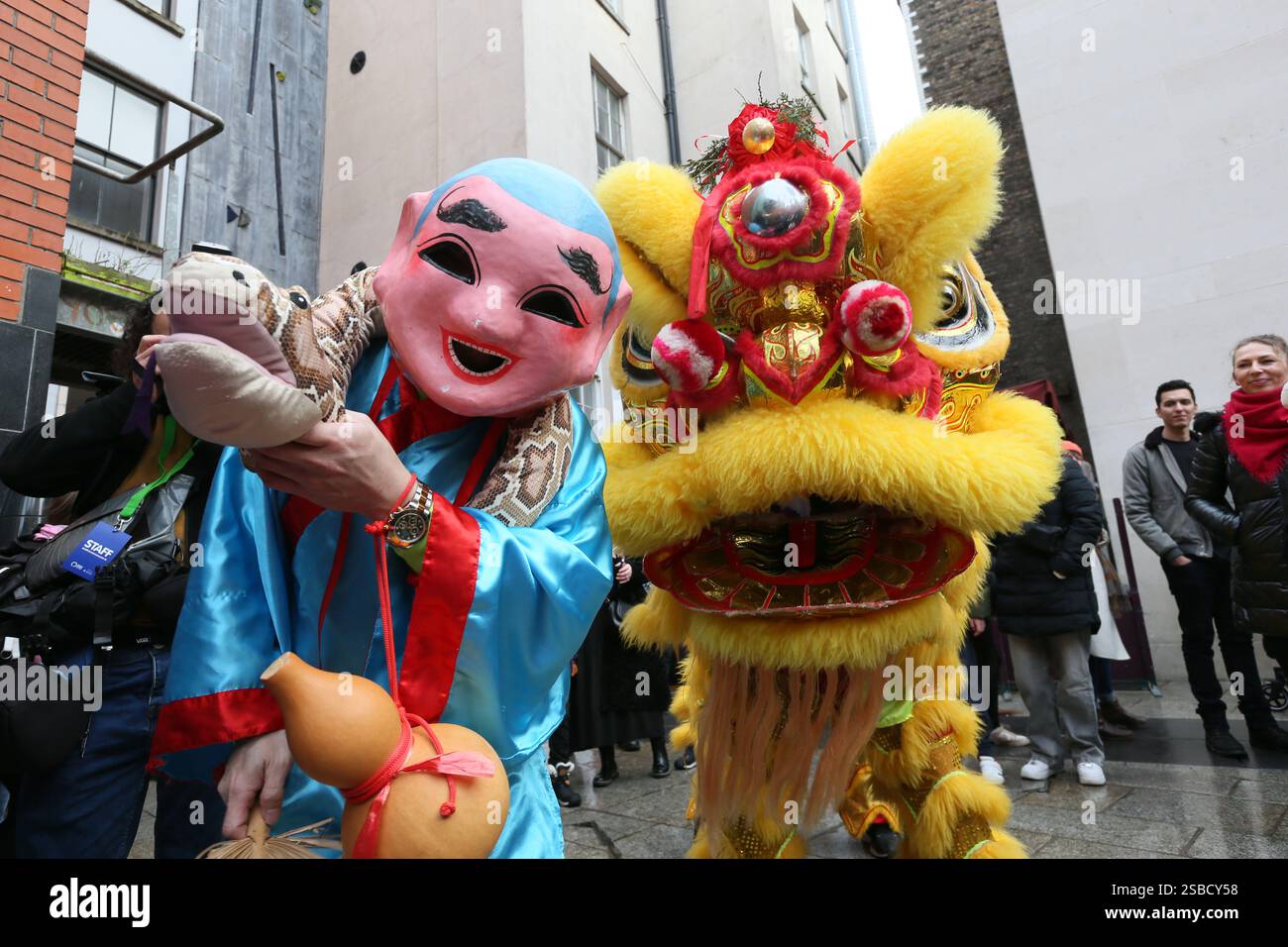 Dublin, Ireland - 02nd February 2025 - traditional Chinese Lion Dance costumes during the Year ...