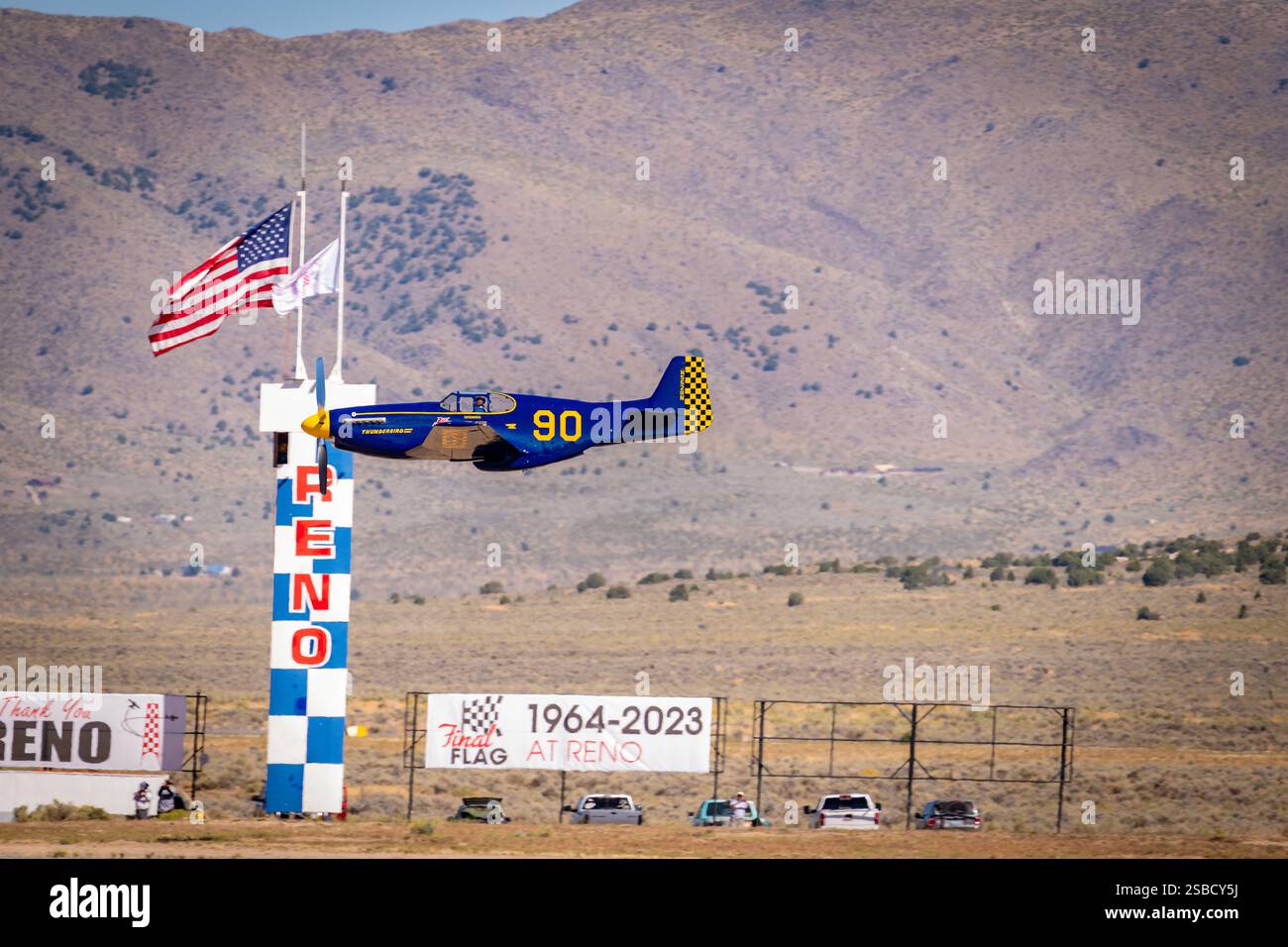 Racing airplane crosses the finish line in Reno Nevada Stock Photo - Alamy