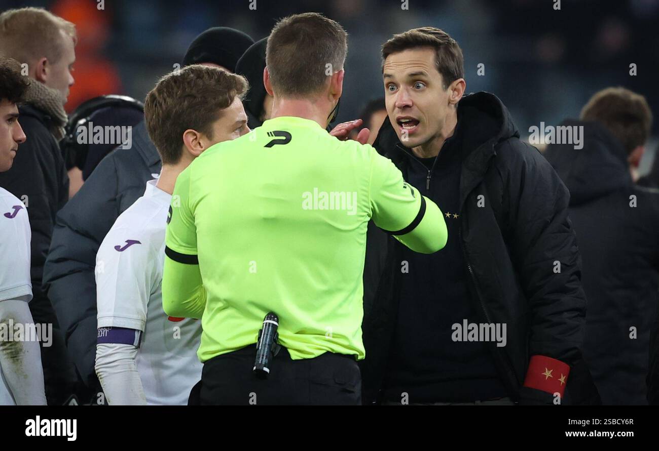 Gent, Belgium. 02nd Feb, 2025. referee Nathan Verboomen and Anderlecht ...