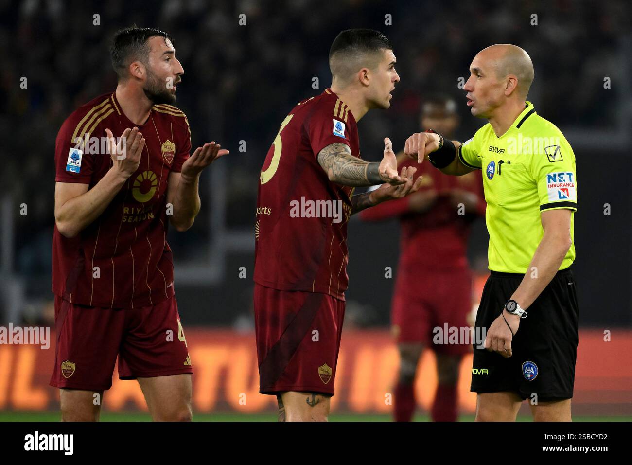 Rome, Italy. 02nd Feb, 2025. Bryan Cristante and Gianluca Mancini of AS ...