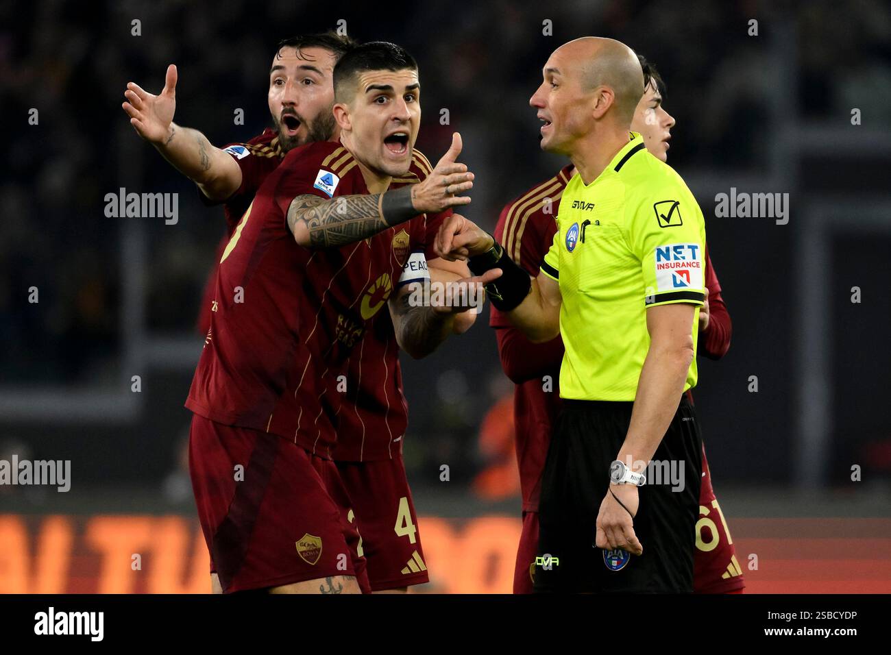 Rome, Italy. 02nd Feb, 2025. Bryan Cristante and Gianluca Mancini of AS ...