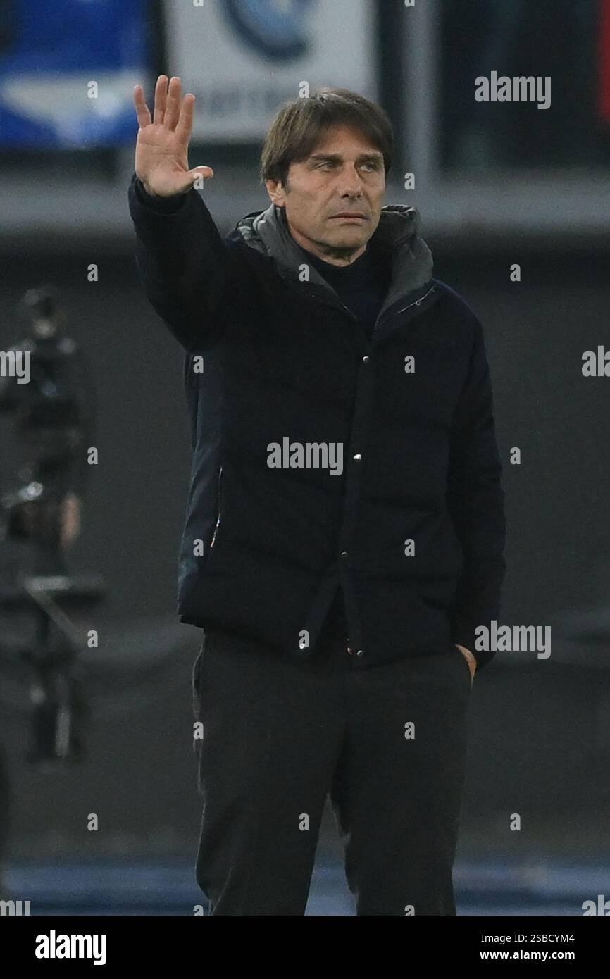 Rome, Italy. 02nd Feb, 2025. Antonio Conte Coach of SSC Napoli gestures ...