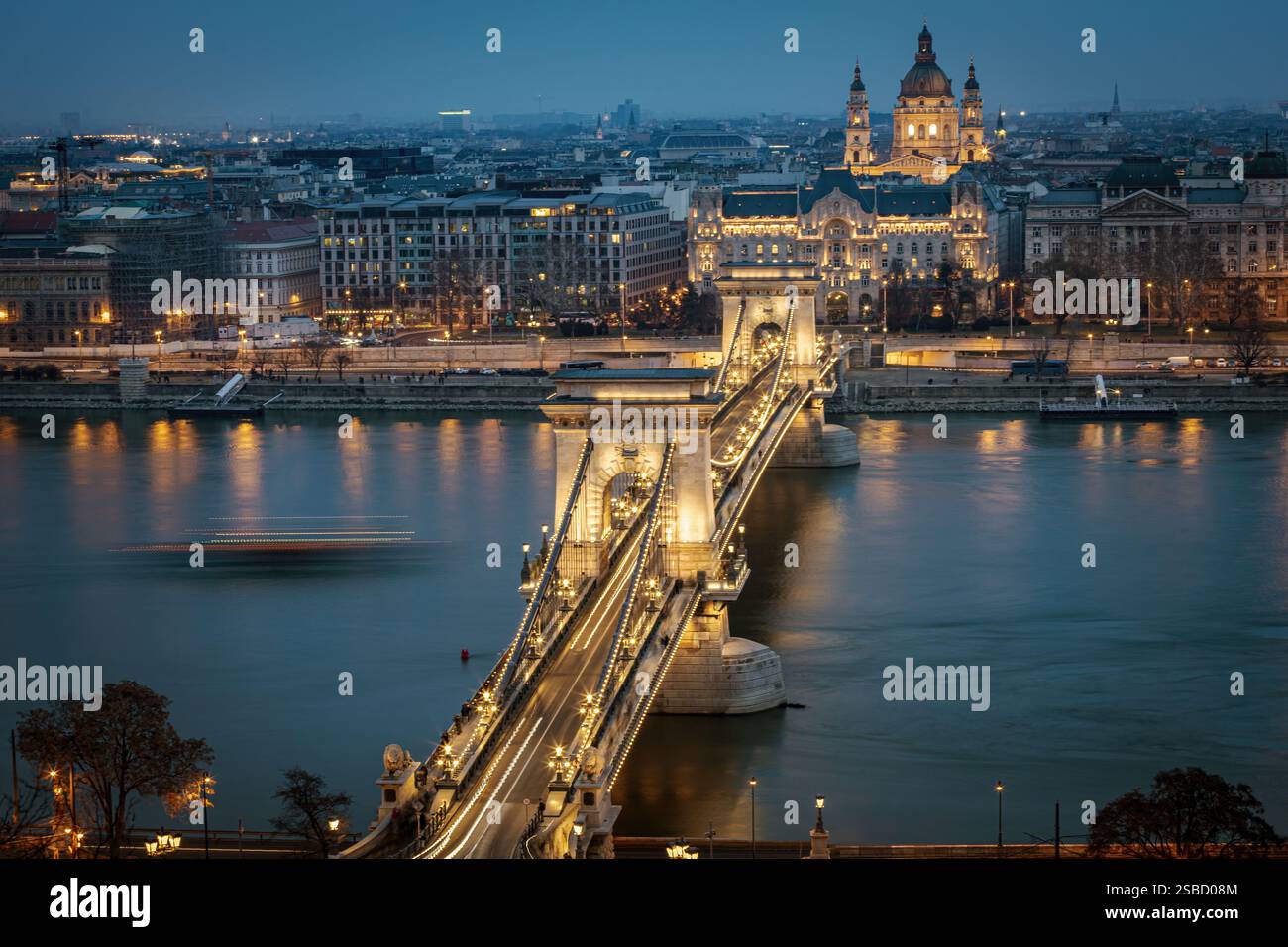 The city of Budapest illuminated at the blue hour. Photo taken on 25th ...