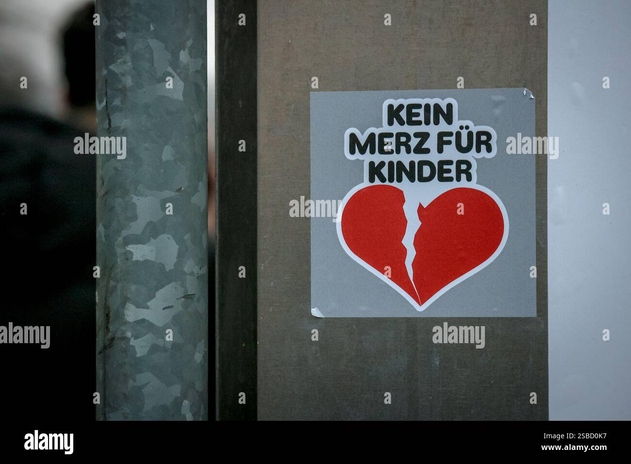 Berlin, Germany - February 2, 2025: Anti-Friedrich-Merz sticker ...