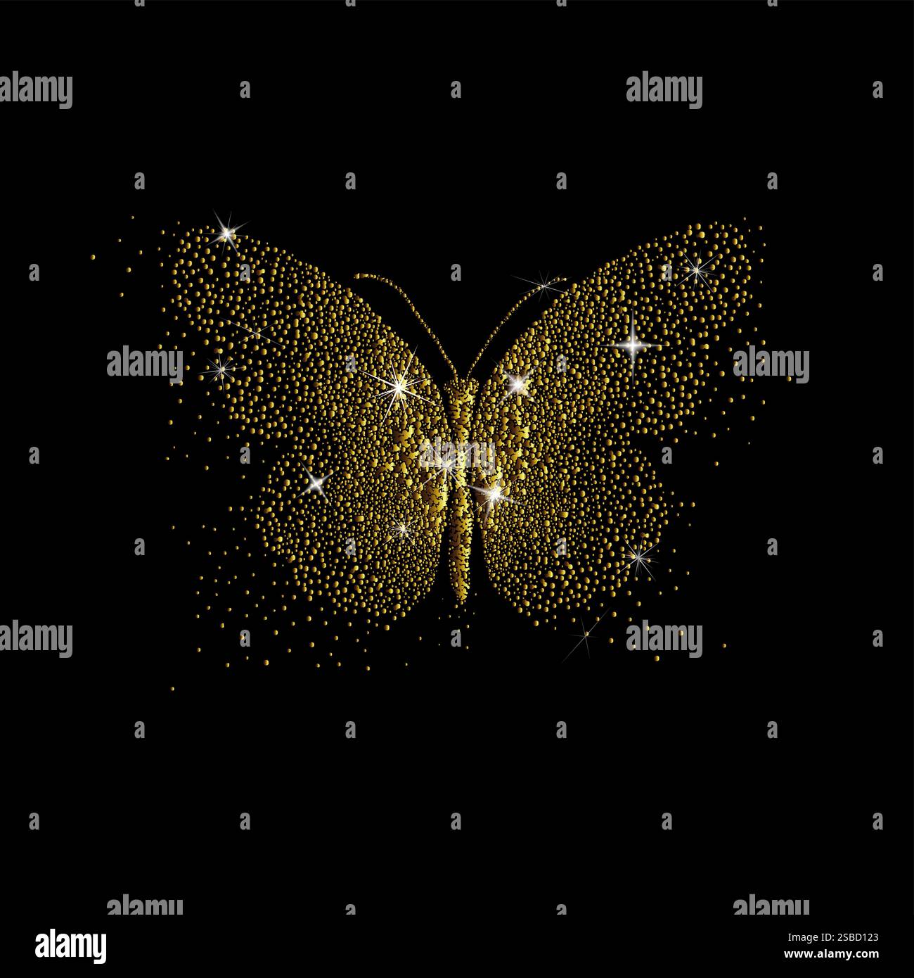 Golden Butterfly Glitter. hand drawing. Not AI. Vector illustration ...