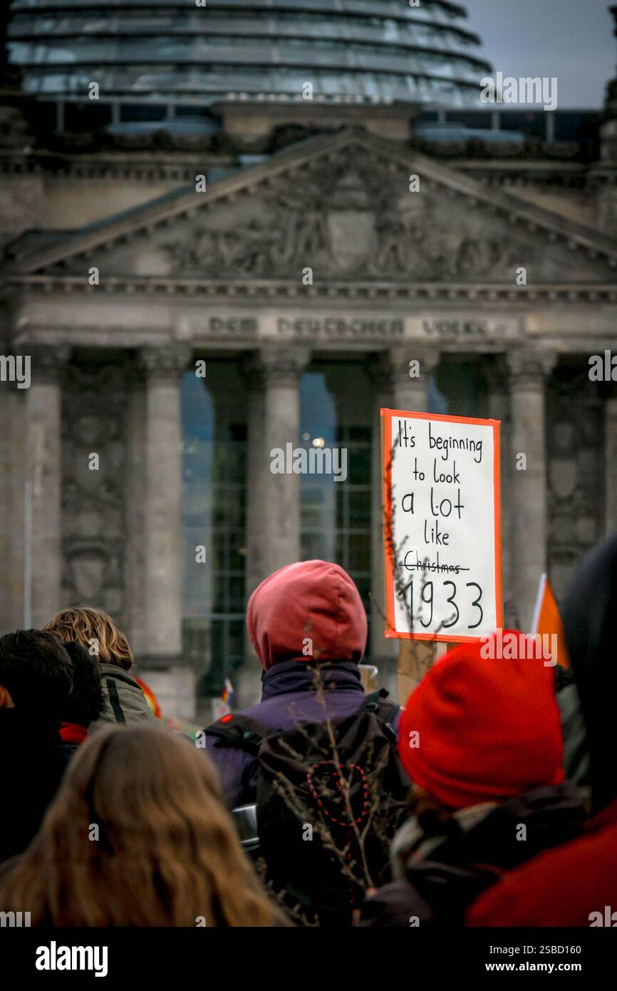 Berlin,Germany - February 2,2025: Protesters at an anti AfD march in ...