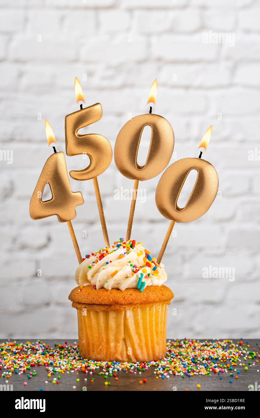Number of followers or likes - Candle number 4500 Stock Photo - Alamy