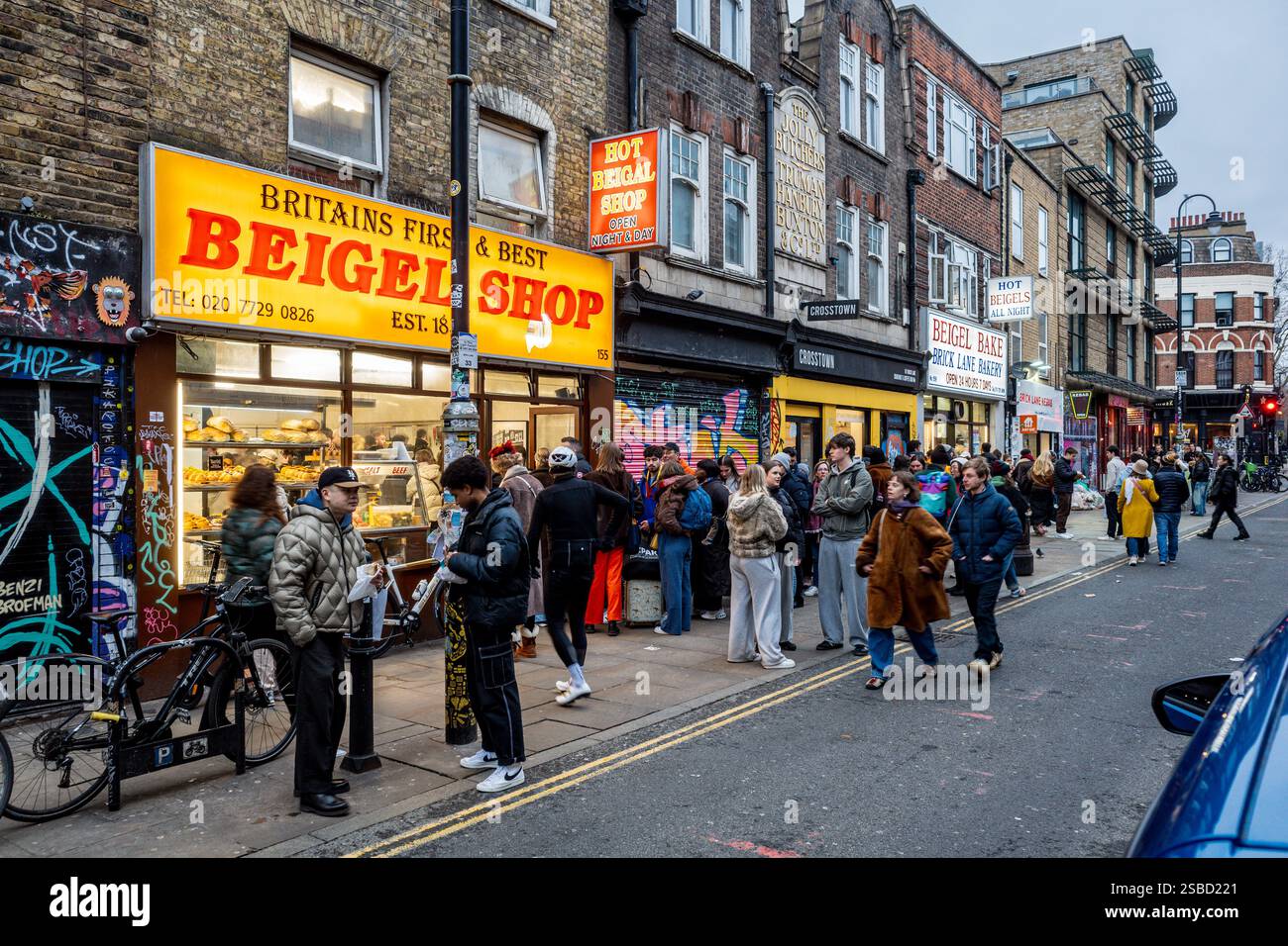 Brick Lane Beigels London. Queueing for Beigels at Brick Lane London UK ...