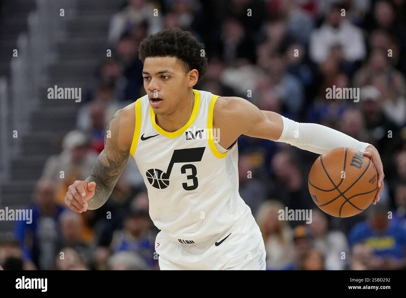 Utah Jazz guard Keyonte George (3) during an NBA basketball game ...