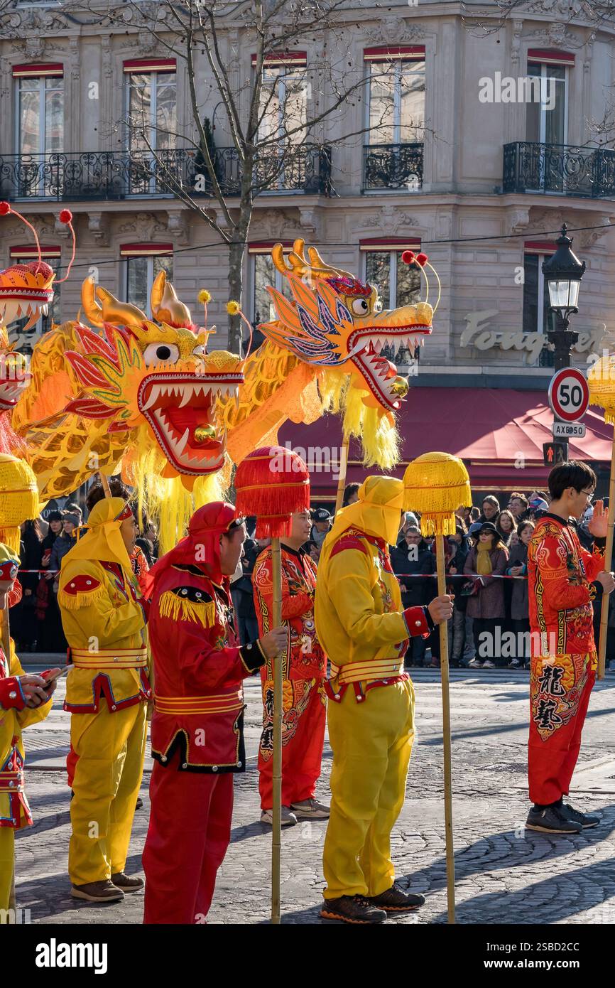 Lively dragon dance performers celebrate Lunar New Year on the Champs ...