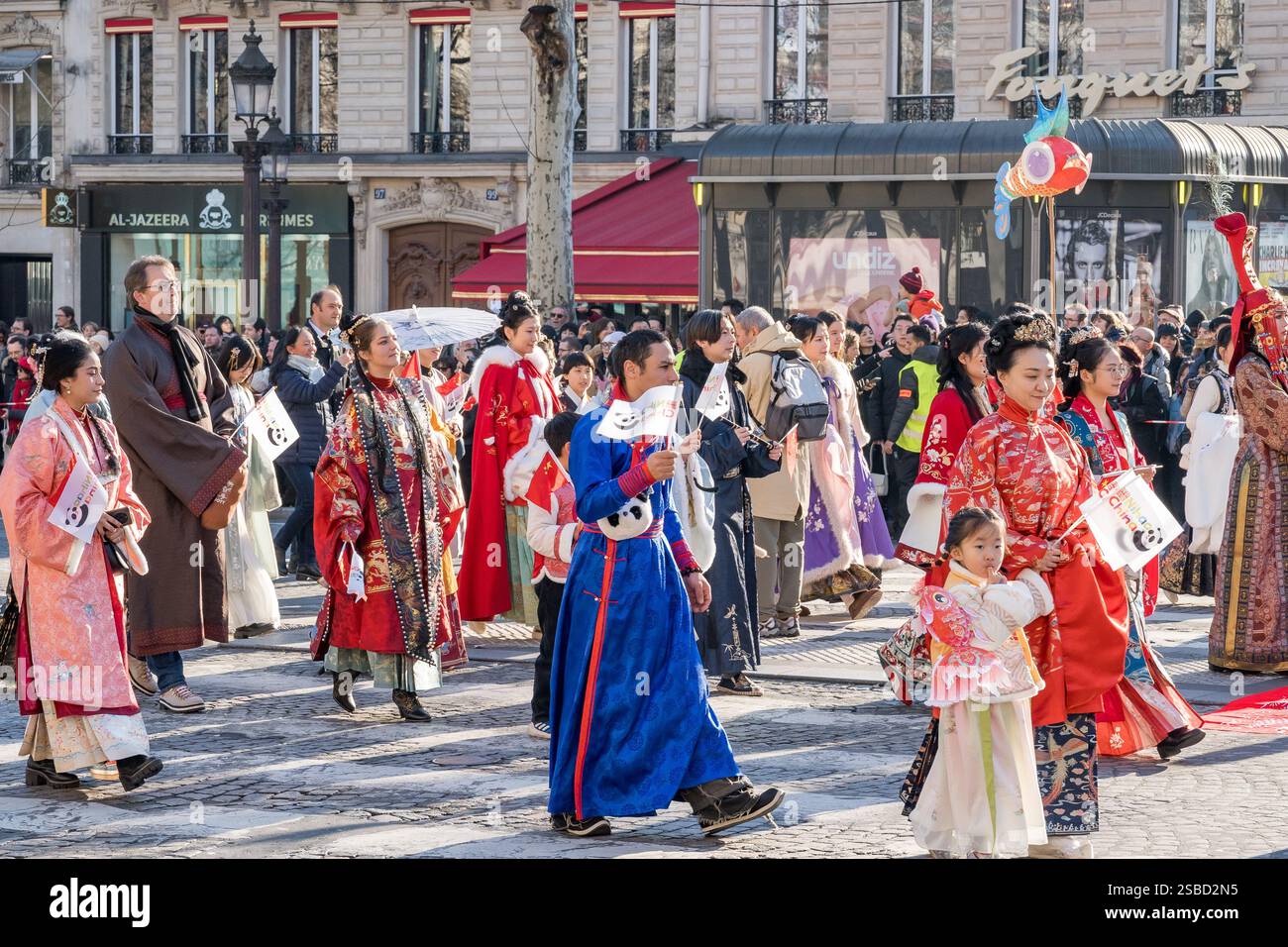 Vibrant Lunar Celebration Parade on Champs-Elysees for Chinese New Year ...