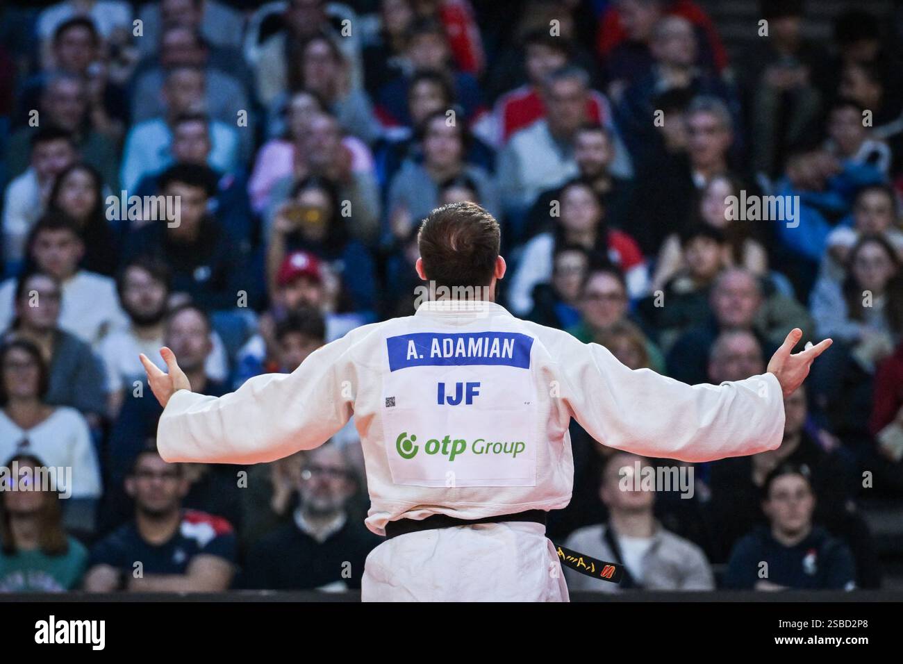 Paris, France. 02nd Feb, 2025. IJF's Arman Adamian celebrates during ...