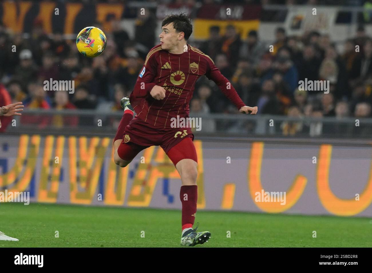 Rome, Italy,02 February ,2025 Niccolò Pisilli of AS Roma in action ...