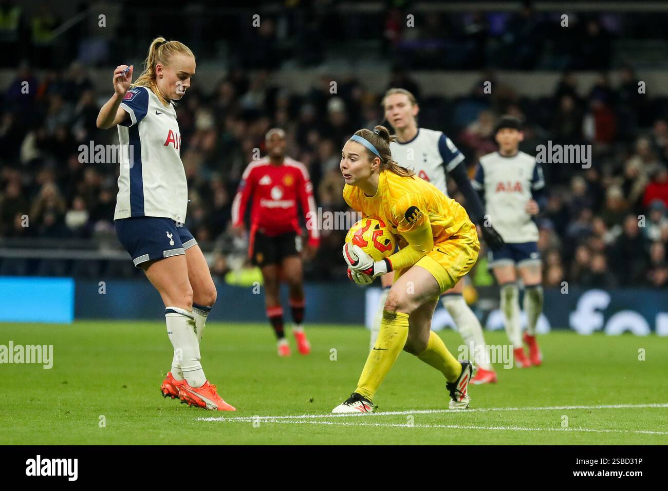 London, UK. 02nd Feb, 2025. Lize Kop of Tottenham Hotspur Women makes a ...