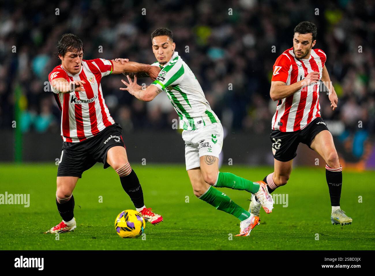 Antony Matheus dos Santos of Real Betis and Unai Gomez of Athletic Club ...