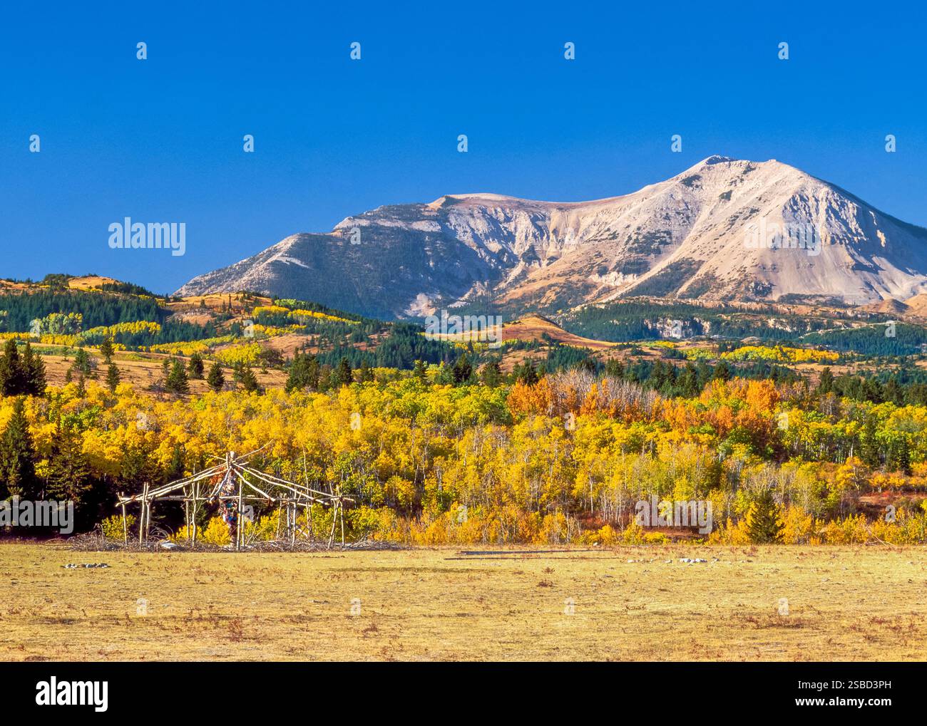 sun dance lodge below the rocky mountain front on the blackfeet indian ...