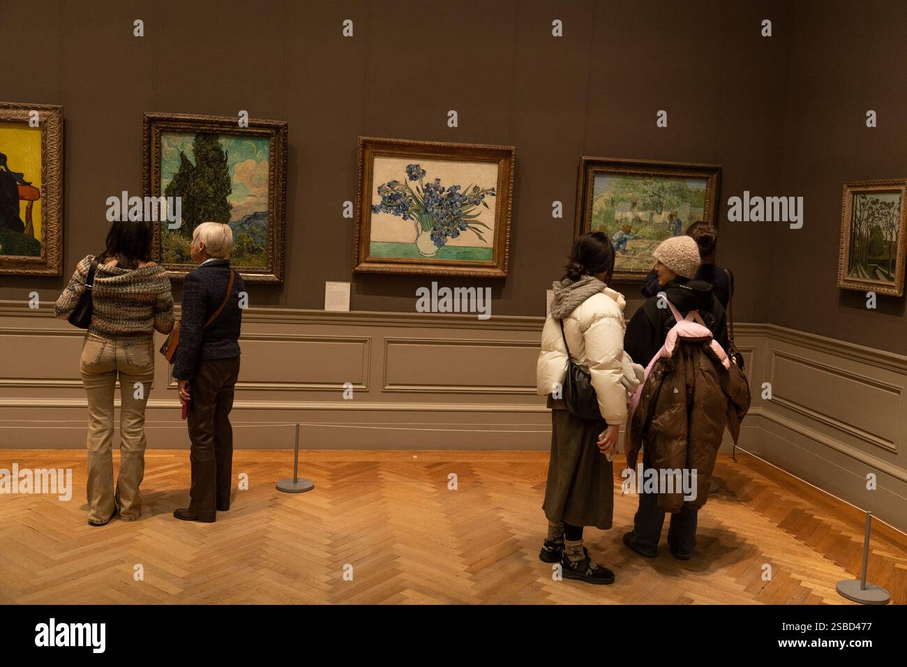 Museum goers enjoy a wall of Van Gogh paintings in the European ...