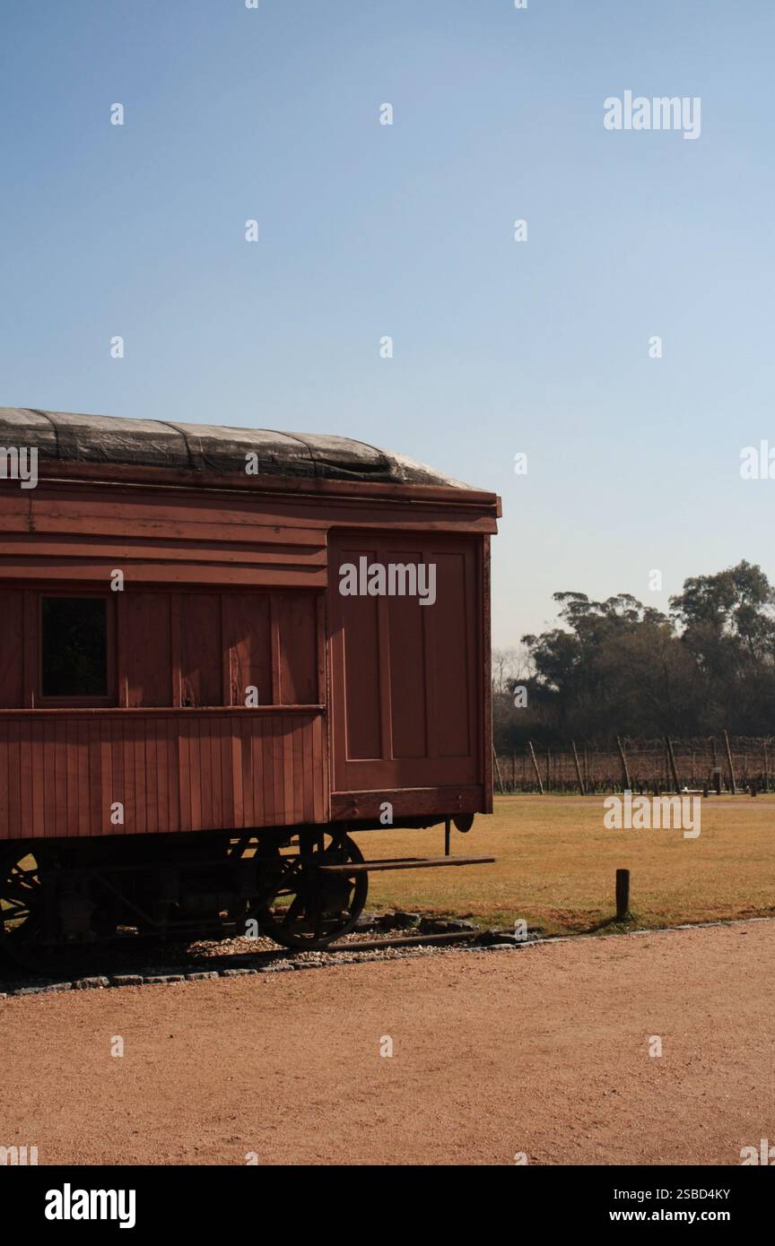 Vintage train at farm Stock Photo - Alamy