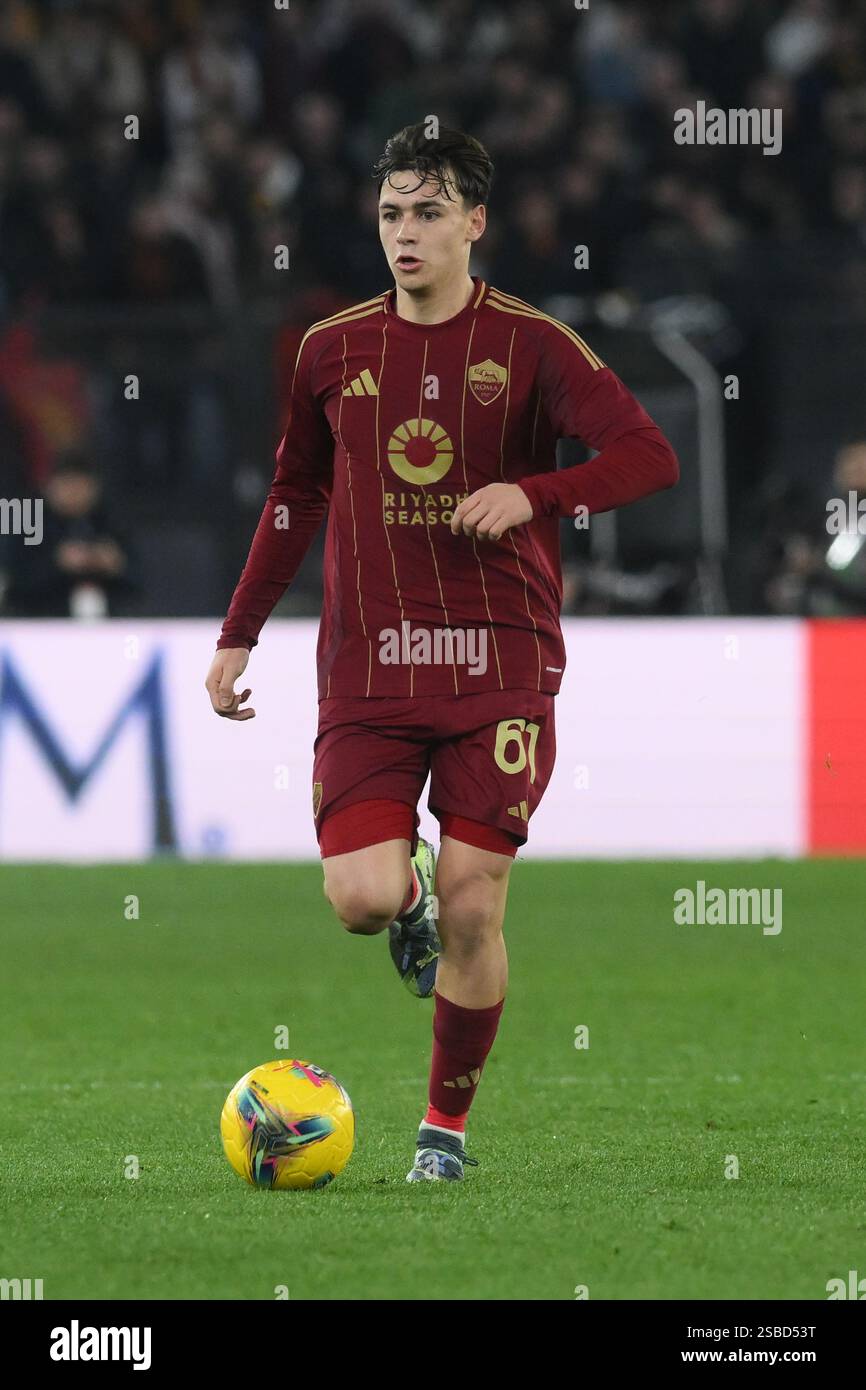 Rome, Italy. 02nd Feb, 2025. Niccolo Pisilli of AS Roma in action ...
