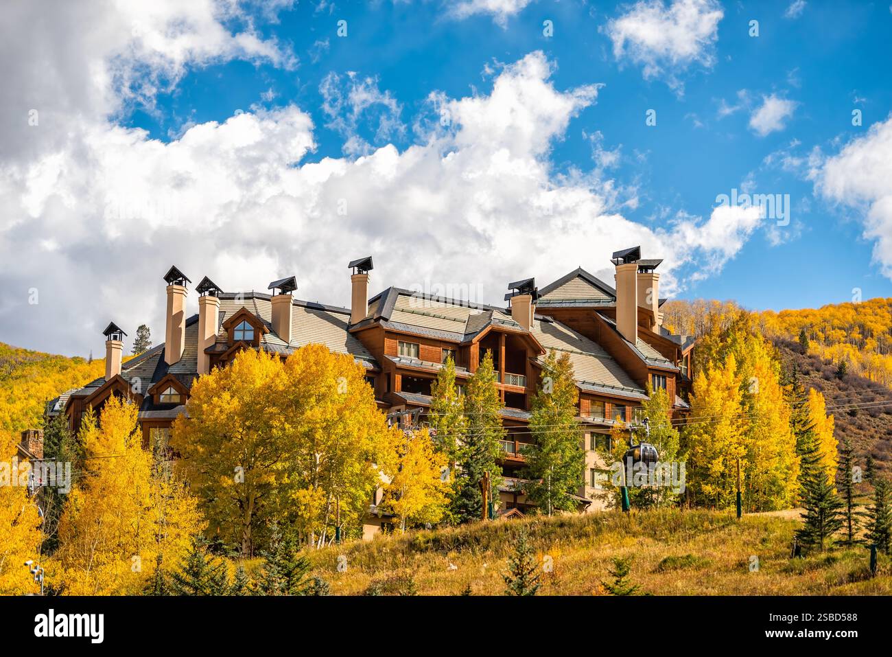 Beaver Creek ski resort town village cityscape of lodge hotel building ...