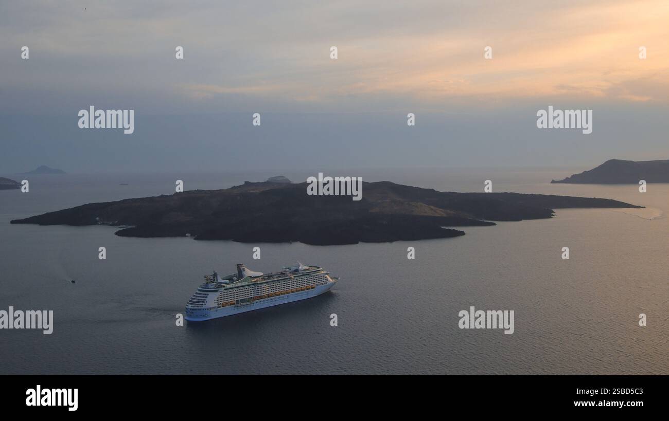 Santorini island,caldera and volcano view from Fira capital,Aegean sea ...