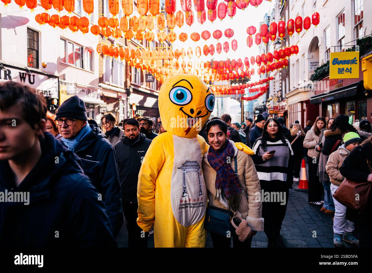 Bright Year of the Snake Mascot in Festive Chinatown Chinese New Year ...