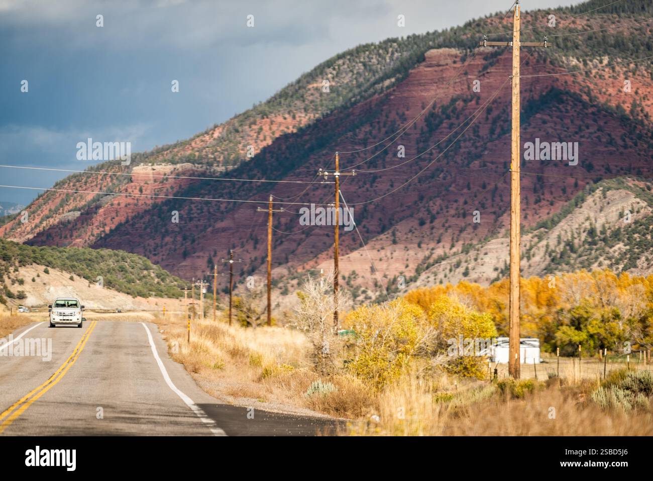 Gypsum, Colorado highway road street in Eagle county with red canyon ...