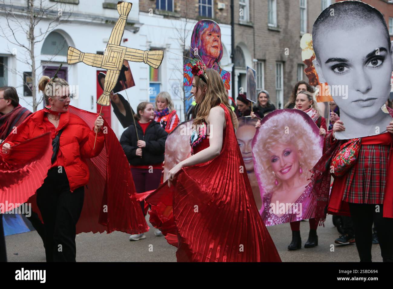 Dublin, Ireland - 02nd February 2025 -large banners held up depicting ...