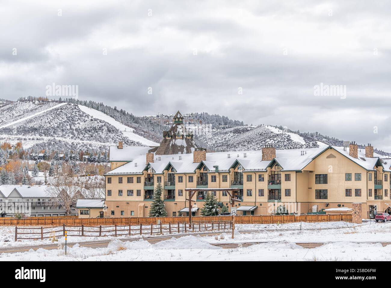 Colorado small town of Avon old historic buildings in late fall autumn ...