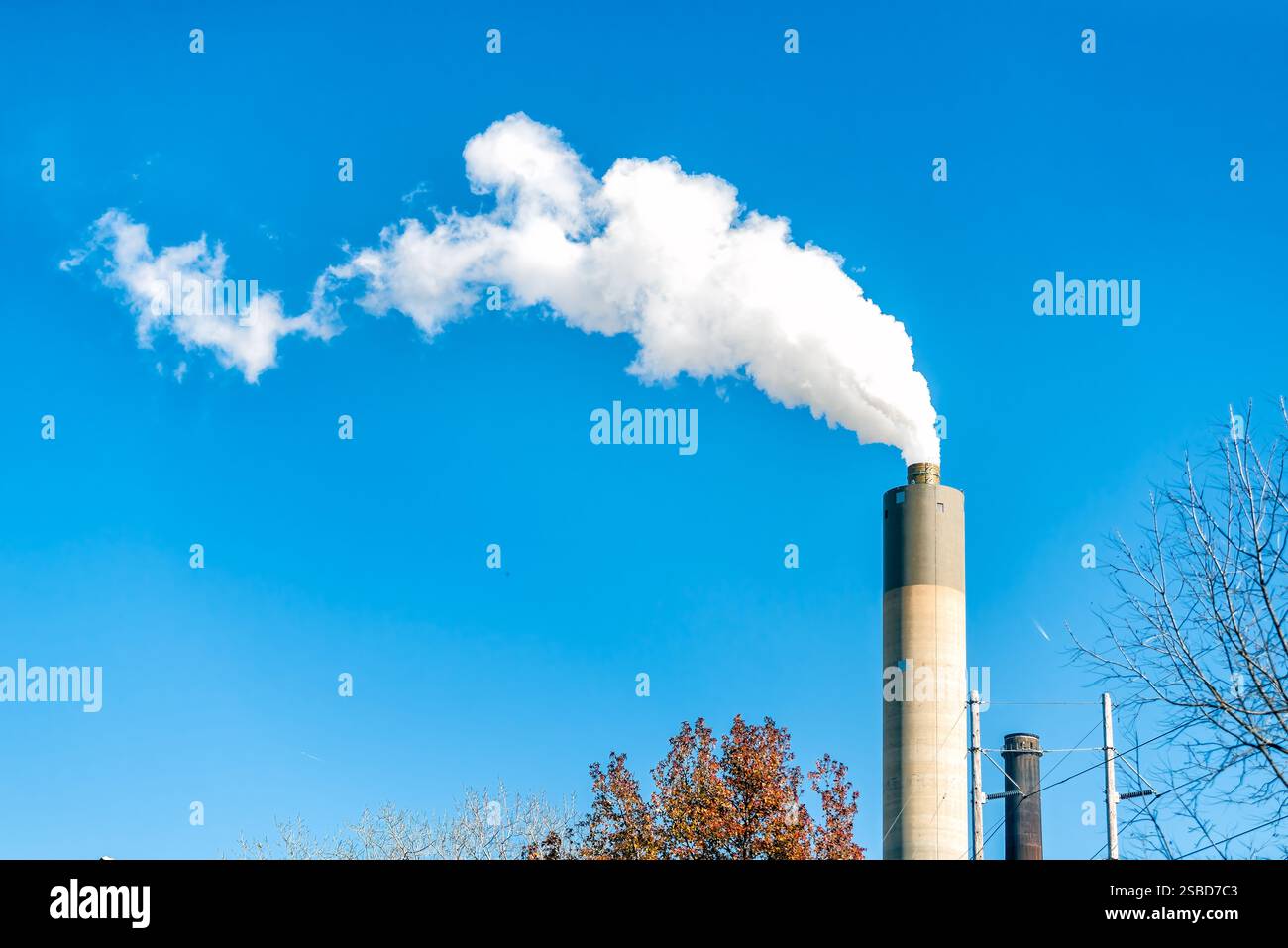 Springfield, Illinois industrial factory smoke from power plant with ...