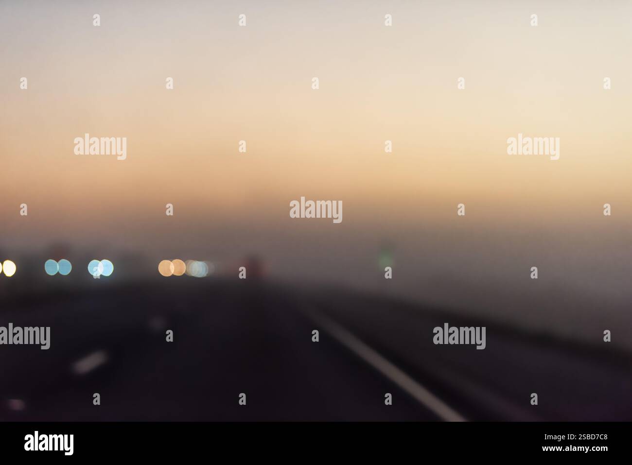 Abstract many cars lights in traffic moving in dark night sunrise ...