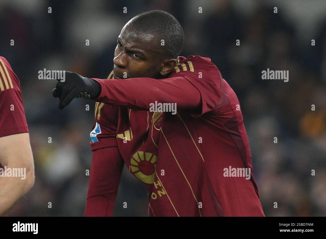 Rome, Italy. 02nd Feb, 2025. Evan Ndicka of AS Roma gestures during the ...