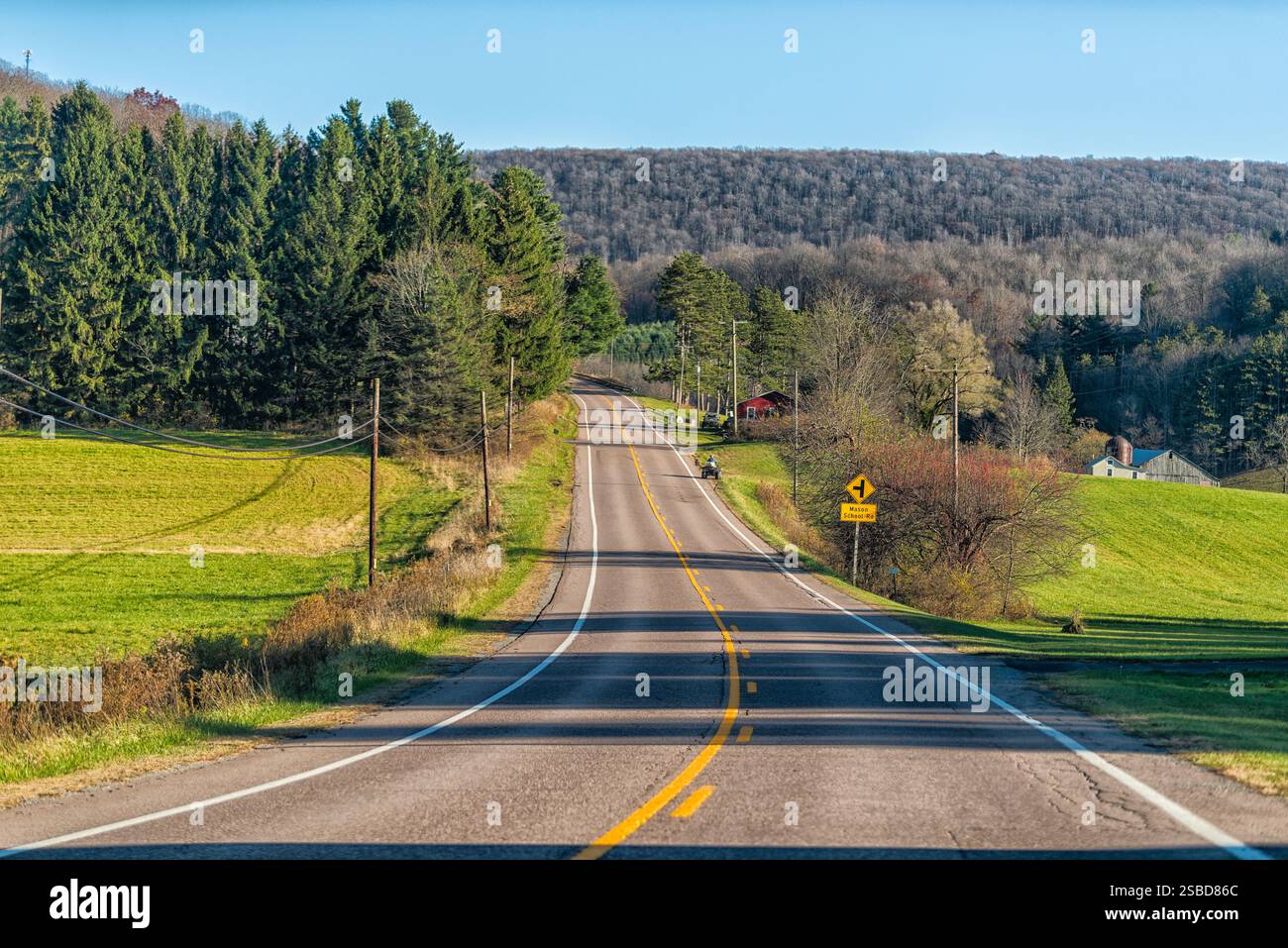 West Virginia rural countryside road highway by agricultural pasture ...